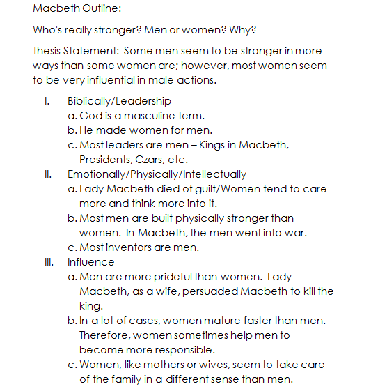 Online British Literature: Macbeth Analysis Outline