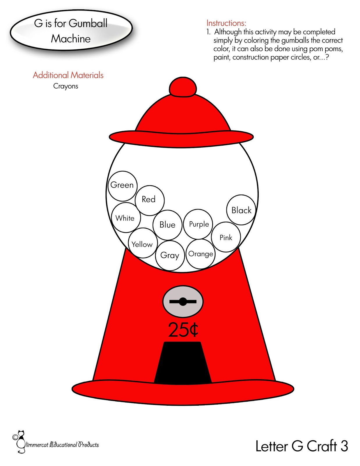 Glimmercat Education: Letter of the Week Packet for G