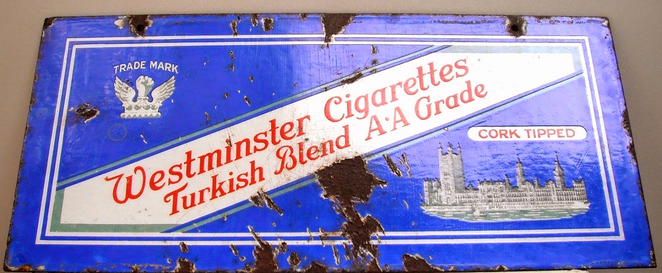 PATINA ANTIK: ENAMEL SIGN WESTMINSTER CIGARETTES