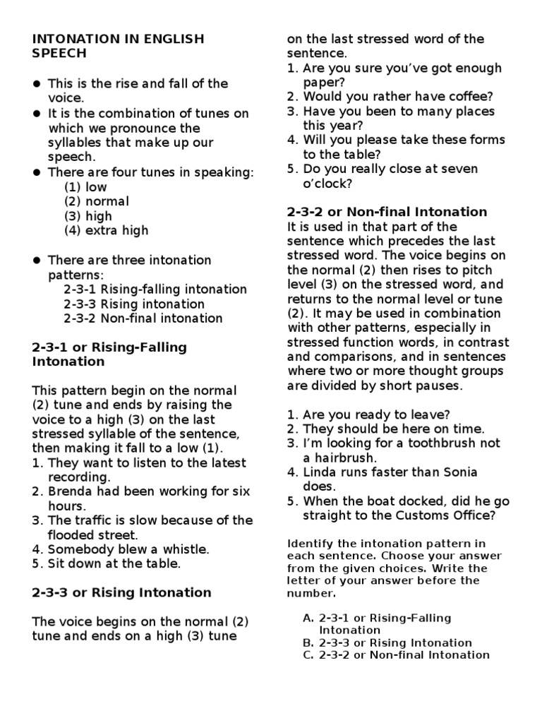 rising and falling intonation - philippin news collections