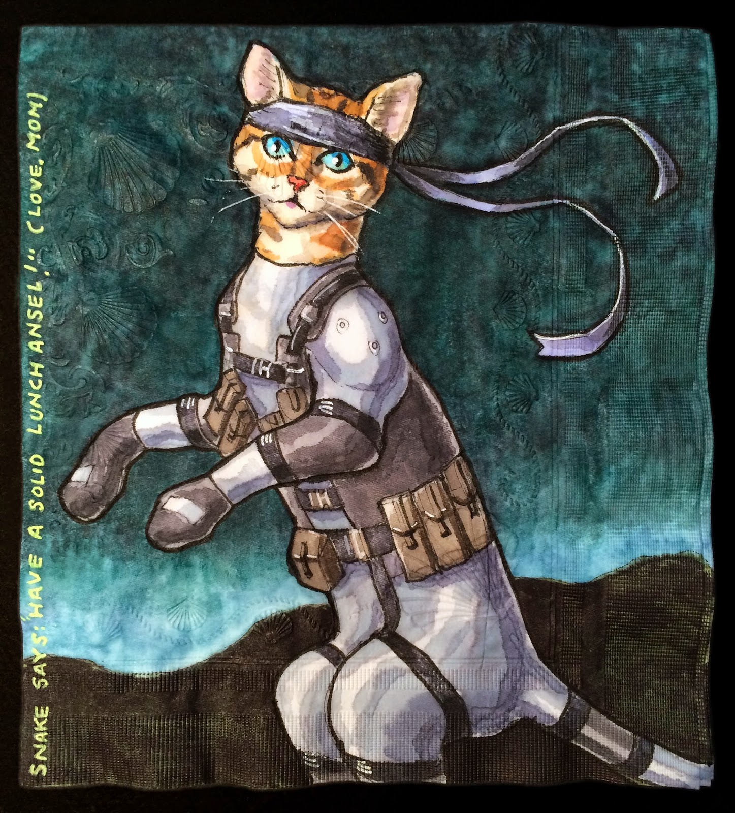 Daily Napkins: Snake from "Metal Gear" as a Cat