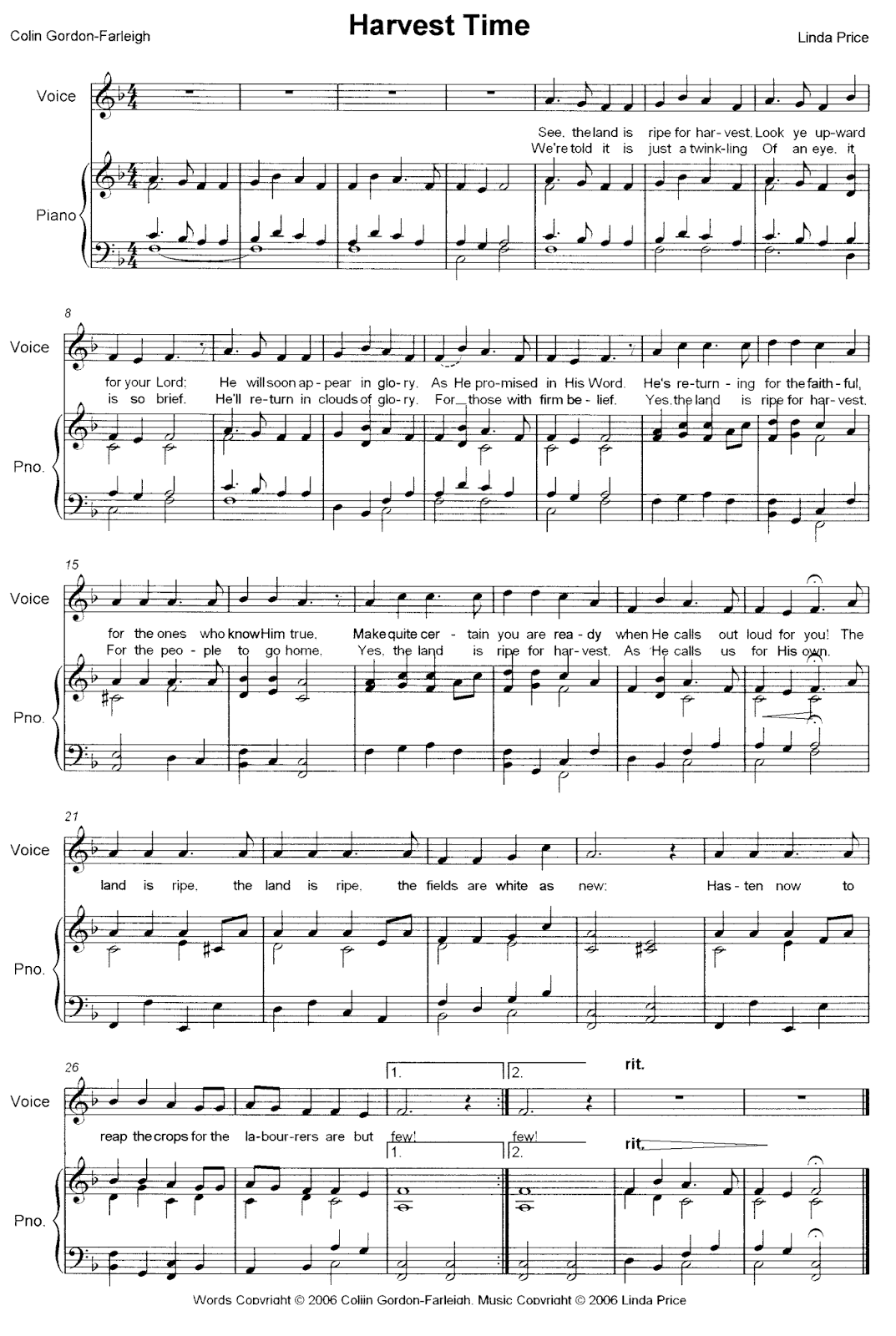 Share My Journey: A hymn for use in the Harvest Festival service