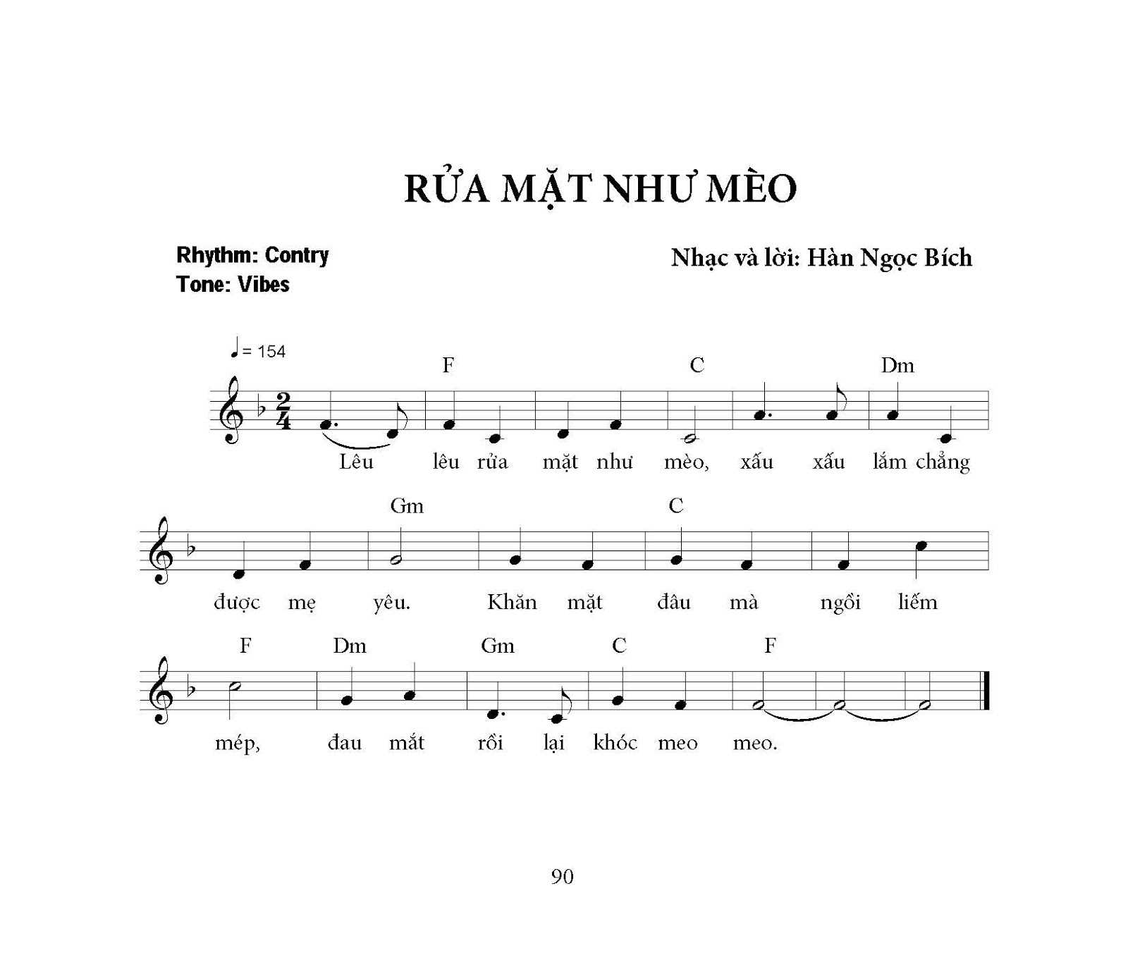 Sheet Piano Bài RỬA MẶT NHƯ MÈO | SHEET NHẠC HAY