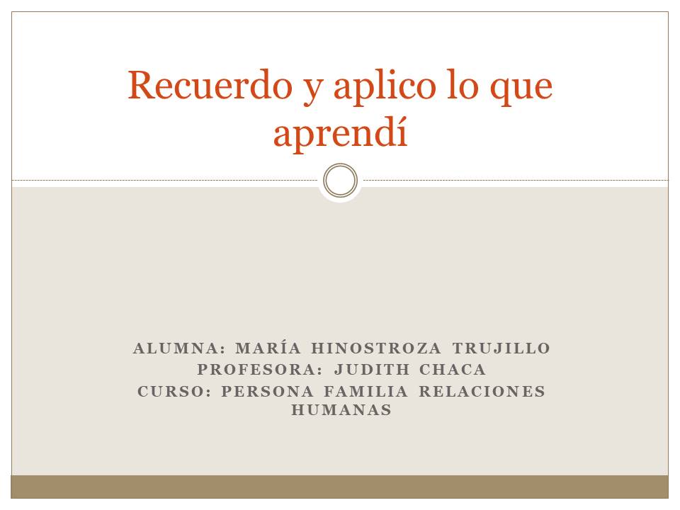 RECUERDO Y APLICO LO QUE APRENDI