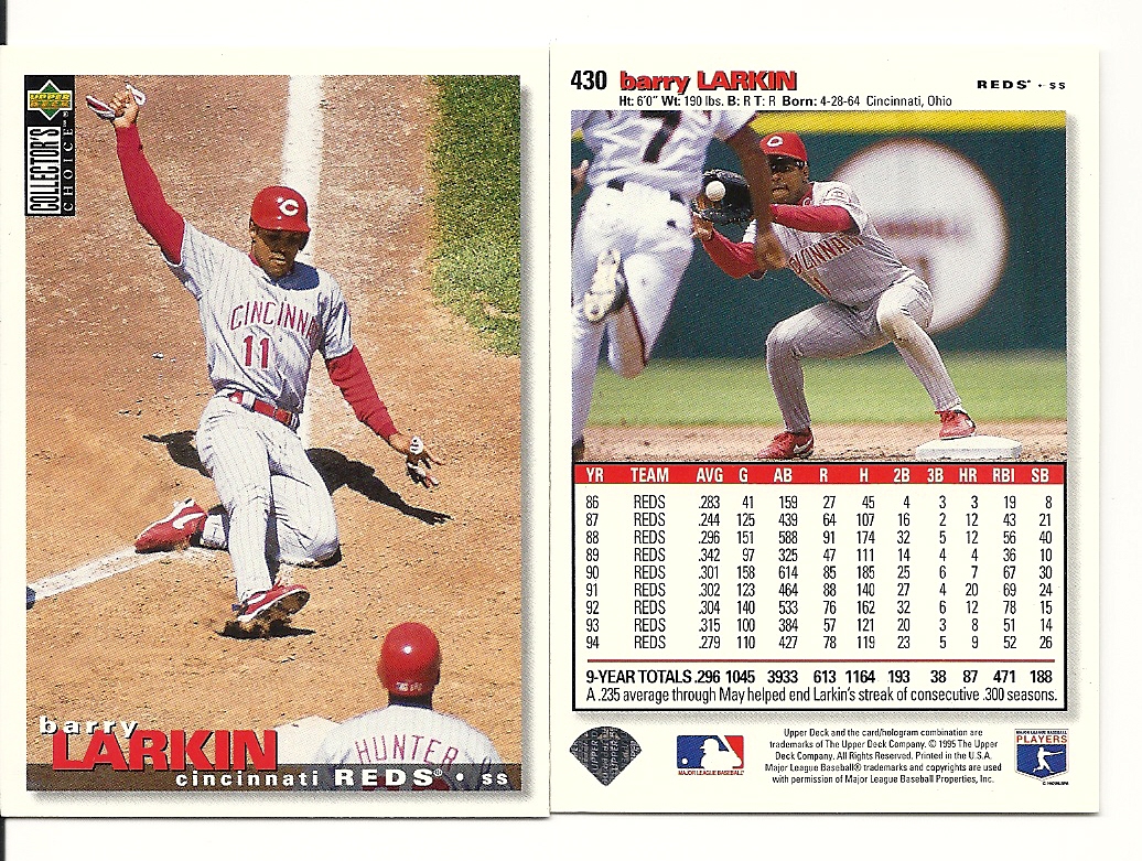 Barry Larkin Collection 194 1995 Upper Deck Collectors Choice 430
