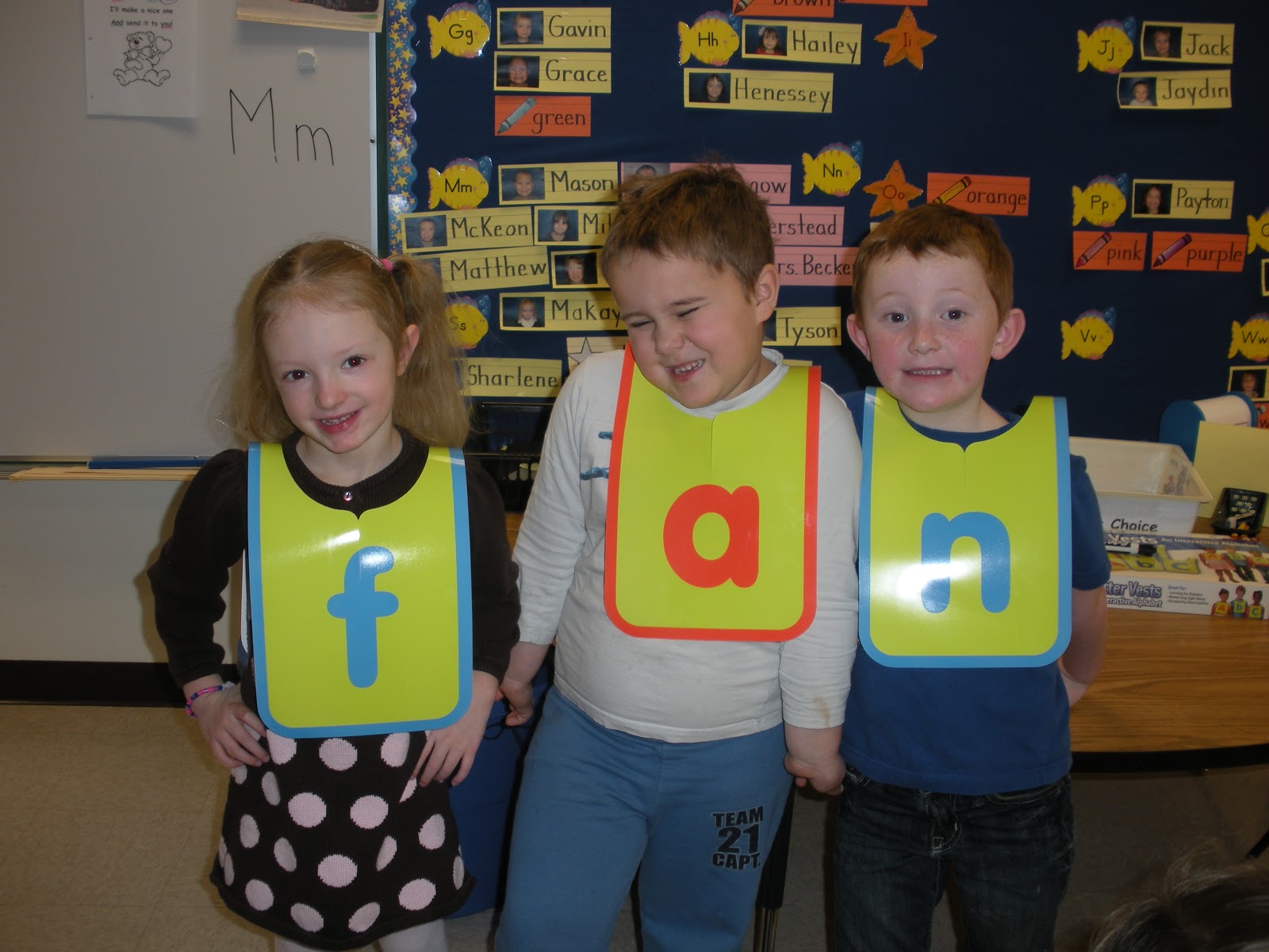 learning and laughter: Letter Vests - Making Words!