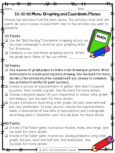 Transformation Tuesday: Menus- 20-50-80 Menu - The Routty Math Teacher