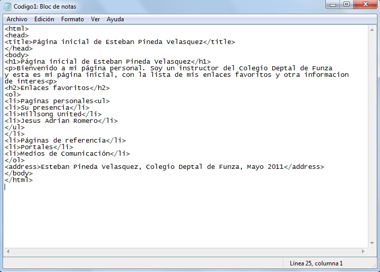 Técnico en Sistemas: Ejercicios HTML - Aplicación de Etiquetas Básicas