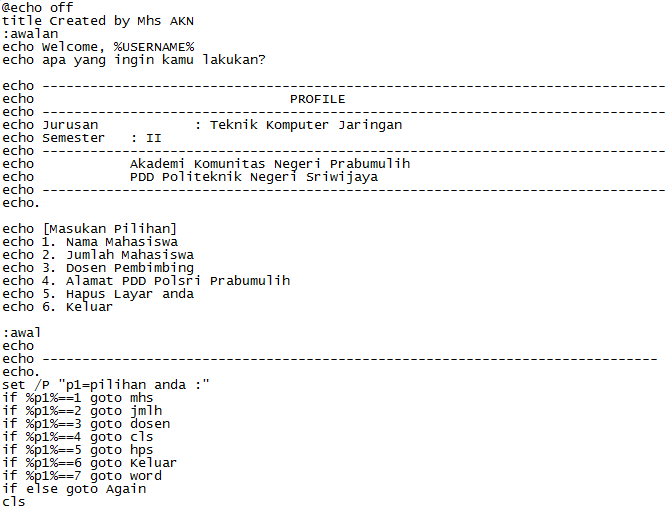 IdGenta: Contoh Program Batchfile Sederhana