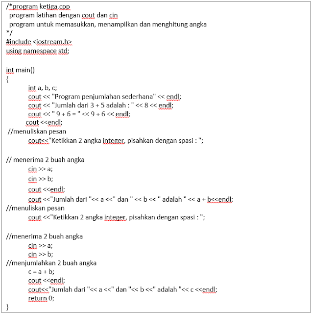 Fungsi Cout Dan Cin Dalam C Juru Informatika