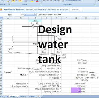 Design water tank structure excel sheet - Civil engineering program