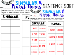 Singular and Plural Nouns Sort {Winter Themed} - Education Lahne