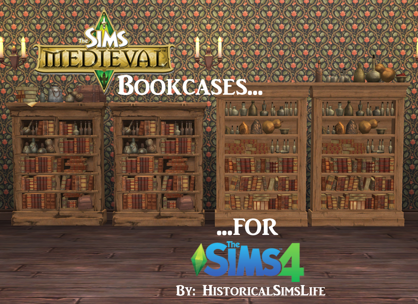 TS4: The Sims Medieval Bookcases for Sims 4 | History Lover's Sims Blog