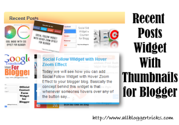 Recent Posts Widget with Thumbnails for Blogger