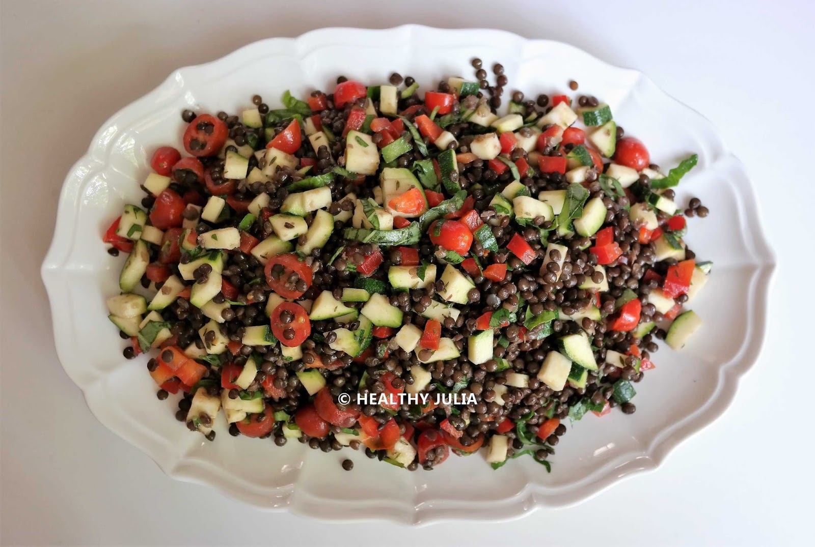 SALADE DE LENTILLES À LA GRECQUE - Healthy Julia