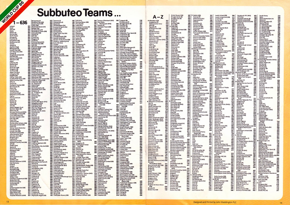 Subbuteo catalogue, 1986 ~ The Football Attic