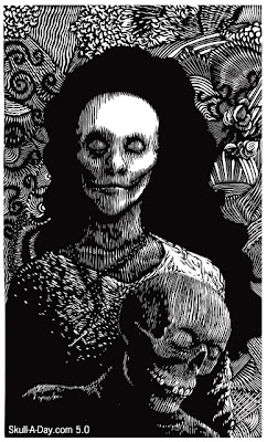 Skull Woodblock Print