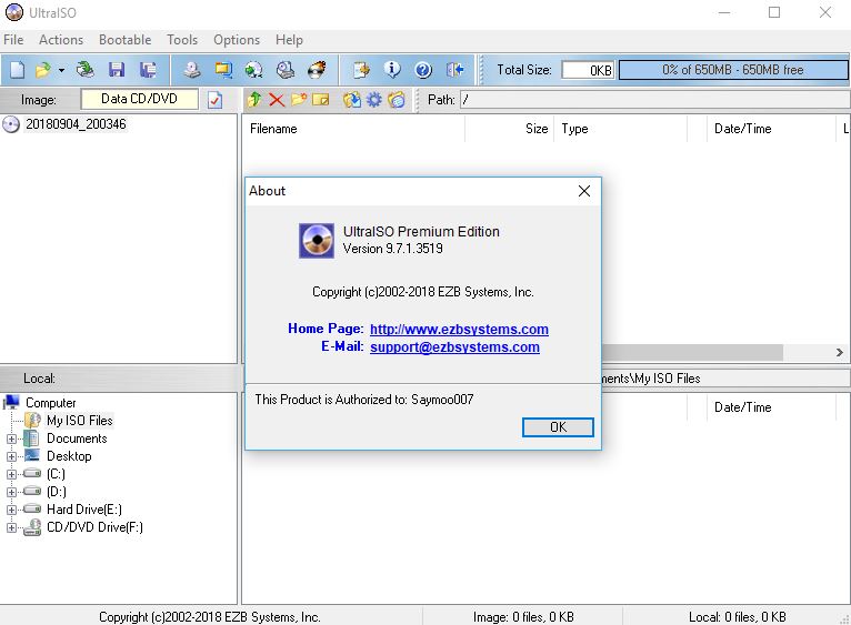 Saymoo007: UltraISO Premium Edition 9.7.1.3519 + Serial Key [Latest]