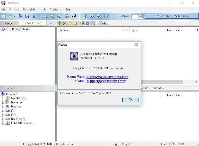 Saymoo007: UltraISO Premium Edition 9.7.1.3519 + Serial Key [Latest]