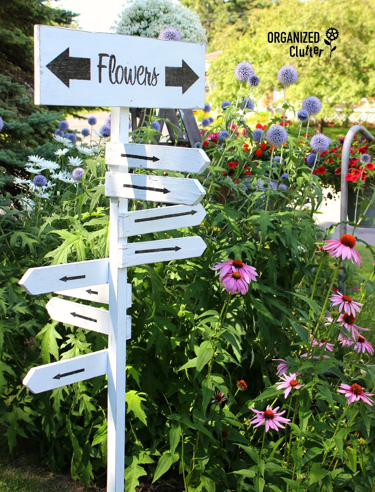 Flowers EVERYWHERE Directional Garden Sign - Organized Clutter