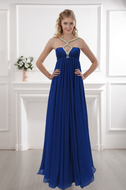 Robe de soirée bleue nuit longue | Coiffure Mariage