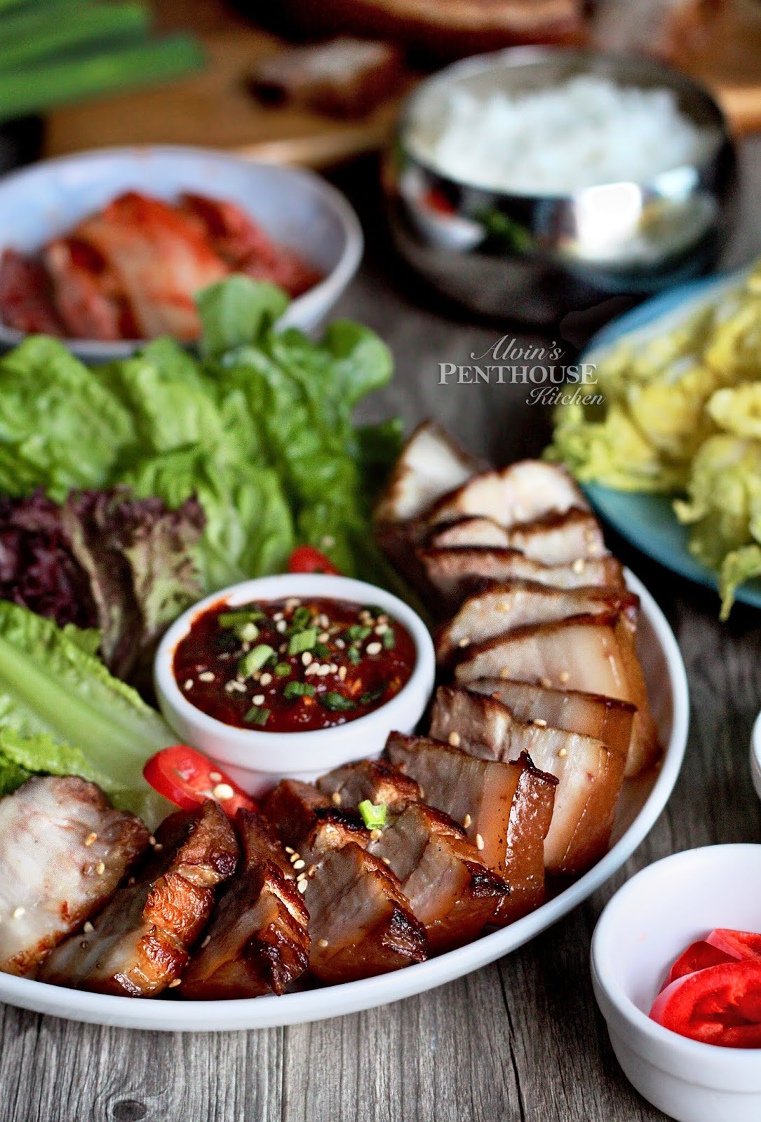 Alvin's Penthouse Kitchen: Bossam: Korean Boiled Pork Belly Wraps ...