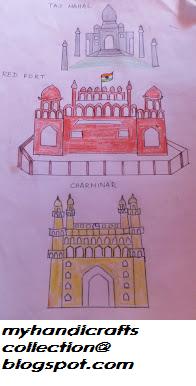 COLOURFUL IMAGINATIONS !!!!!!!: INDIAN LANDMARKS - SIMPLE DRAWING STEPS ...