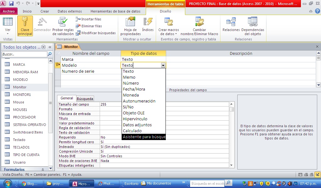 Poner botones y listas desplegables Access