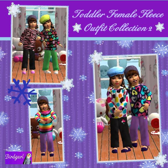 Birdgurl's Sims 2 Creations: Toddler Female Fleece Outfit Collection 2