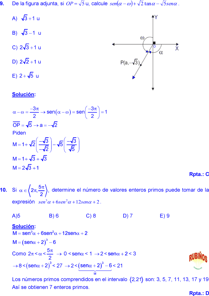 Ángulos en posición normal ejercicios resueltos de Razones trigonométricas