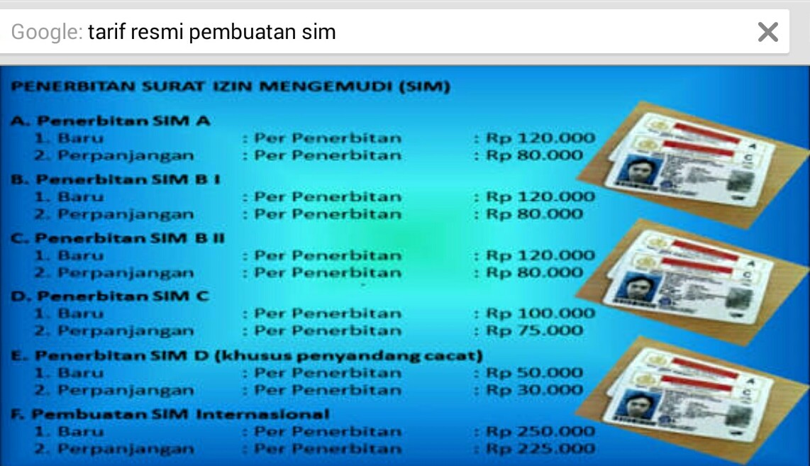 Ini dia Tarif Resmi Pembuatan SIM, STNK dan Pelat Nomor - RADAR DJOWO