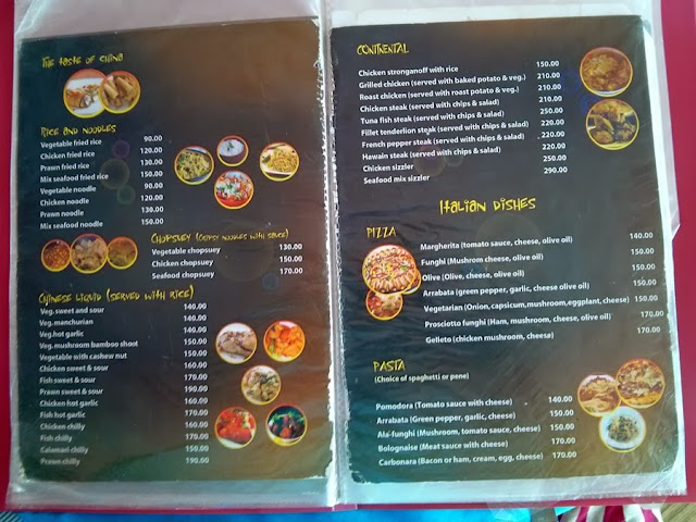 Travel and food tales: Kerala - Food, Menus - Varkala