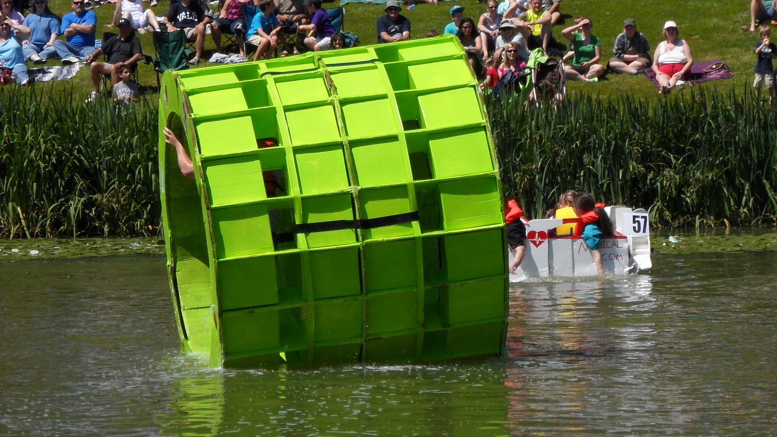 Shamrock Pirates: Cardboard Boat Regatta 2010: Race time!