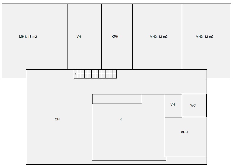 Rinnetalo Hirvimäentielle: Talon pohjapiirustus versio 1