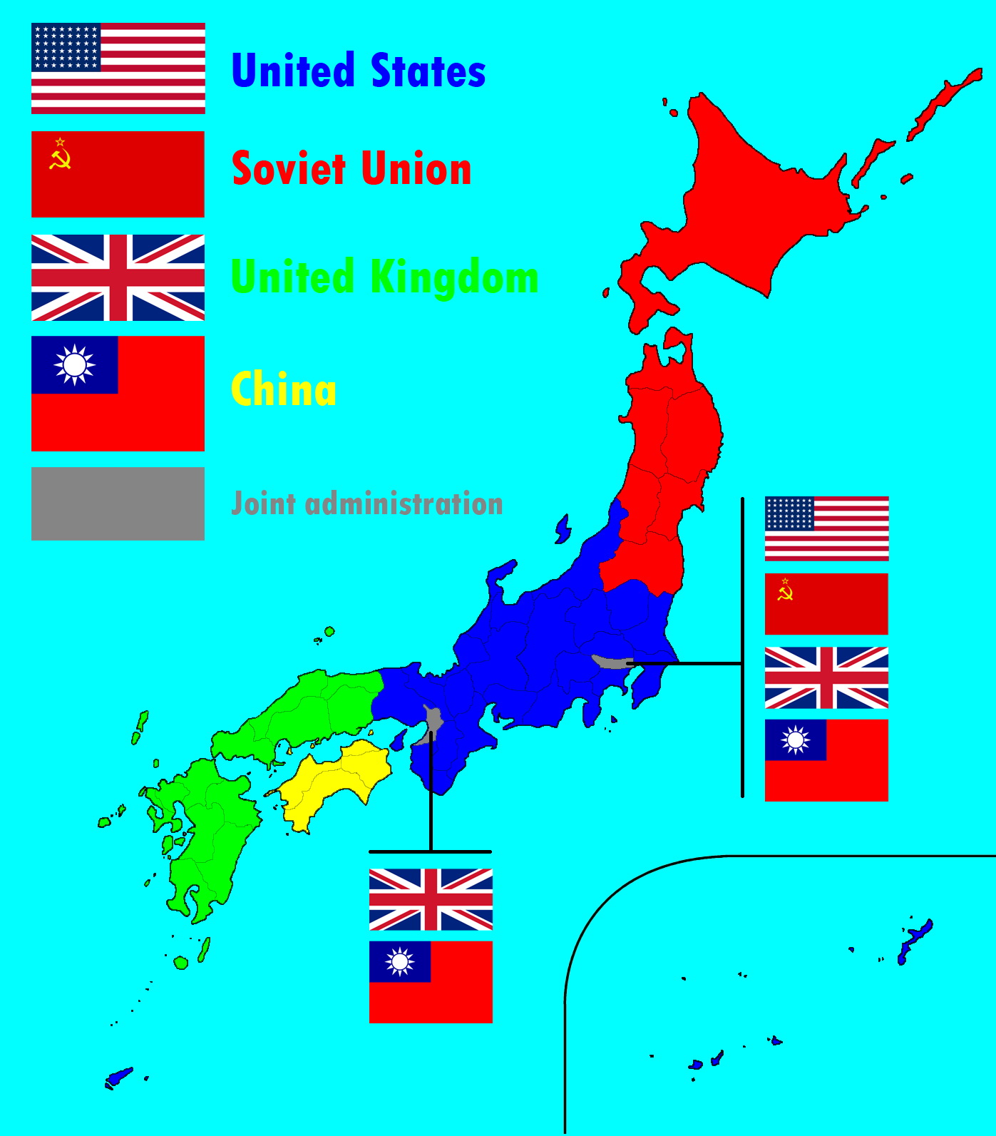Proposed postwar Japan occupation zones - Vivid Maps