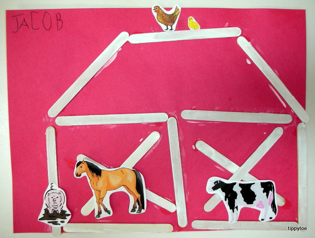 Tippytoe Crafts: Craft-Stick Barns