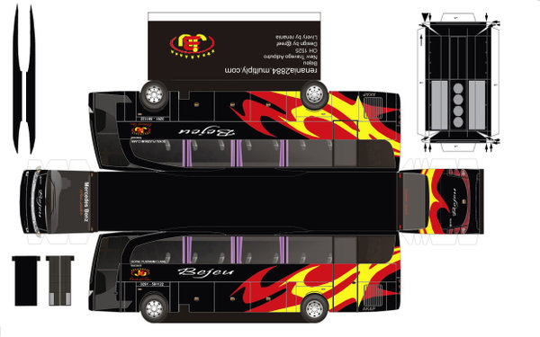 desain papercraft gratis: bus Trans-Jakarta