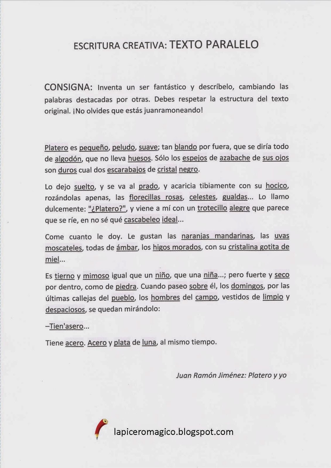 LAPICERO MÁGICO: Escribir un texto paralelo