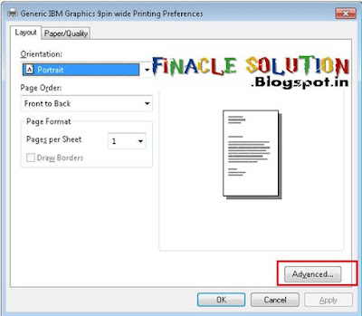 Passbook Printer Setting For DOP Finacle