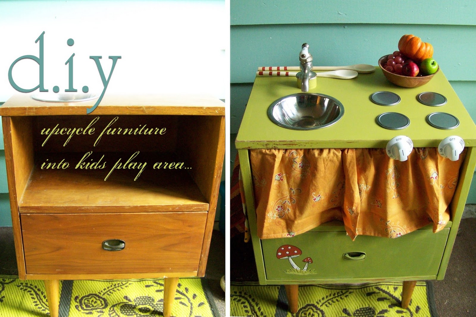 Needle and Nest Design: D.I.Y - upcycle furniture into kid's toy oven.