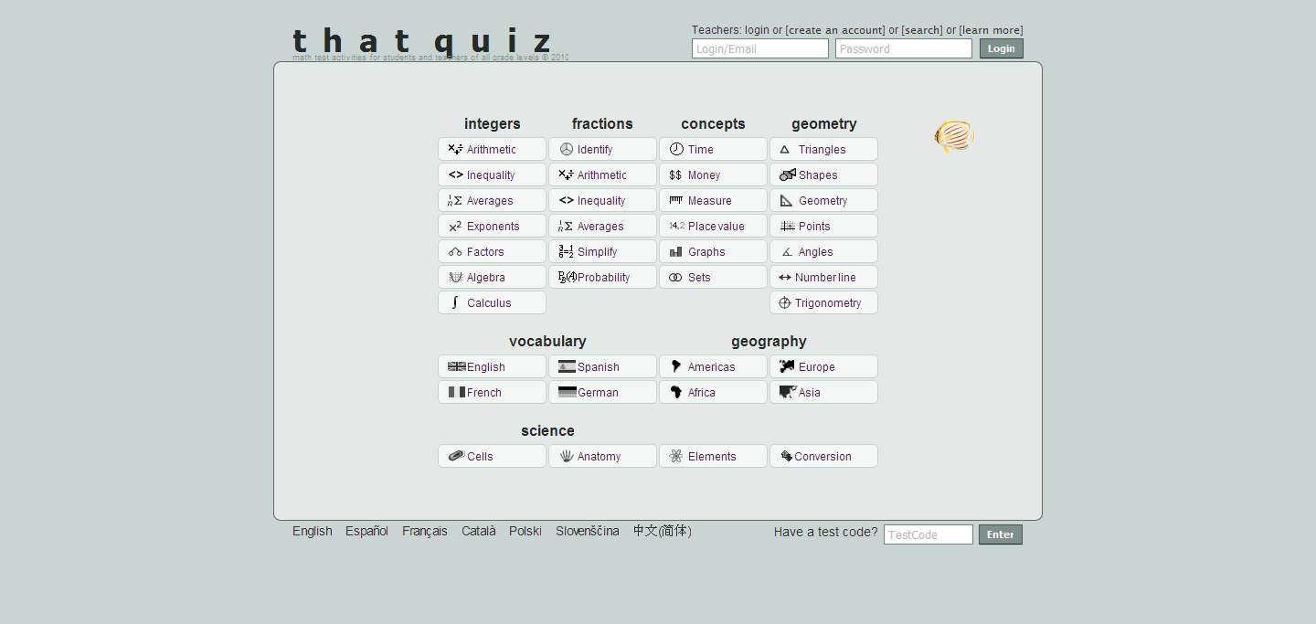 ThatQuiz! - Quick Practice Quizzes covering many subjects and ALL grade ...