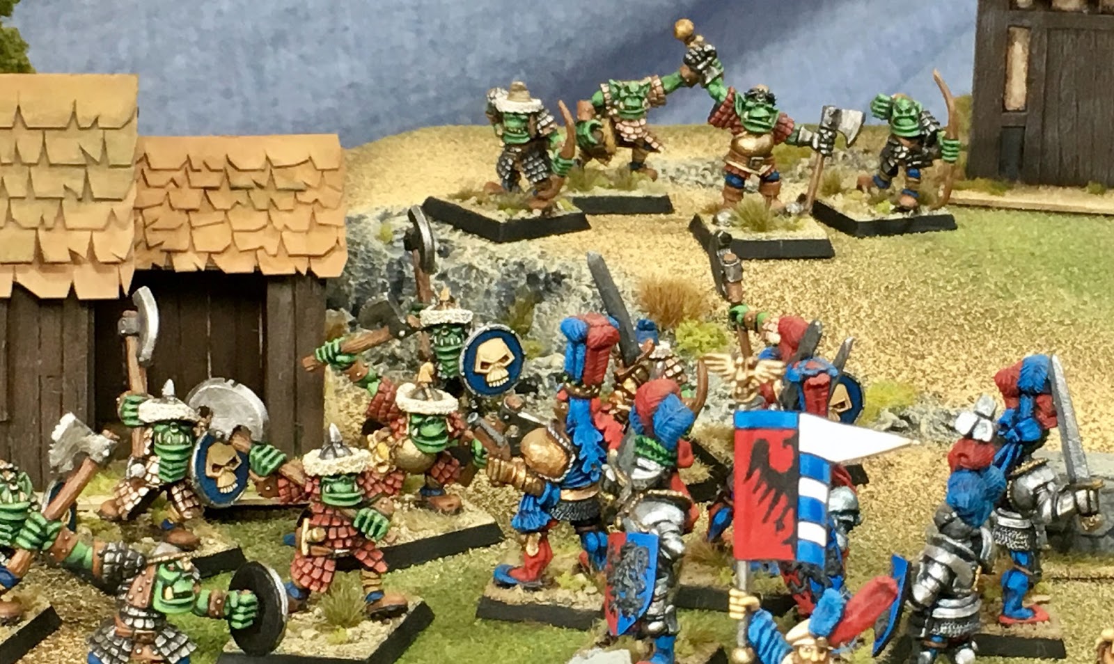 Blue's Marauding Miniatures: New Terrain in Use! Orcs attack!