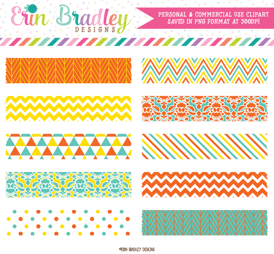 Erin Bradley Designs: New! Blue Orange and Yellow Bunting and Digital ...