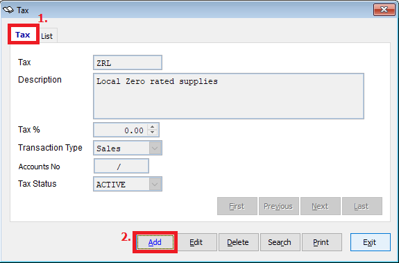 Sage UBS Software: How to change Sage UBS BSM GST tax rate from 6% to 0%