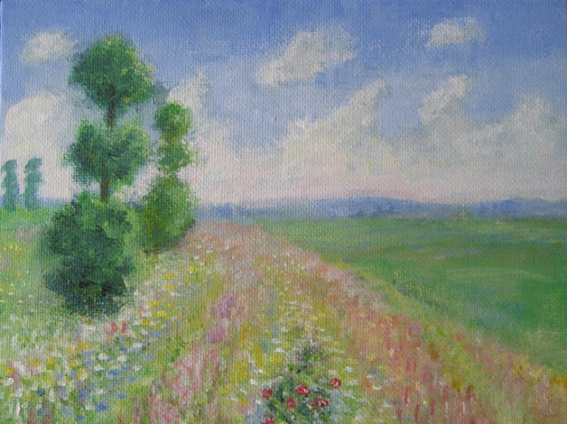 Chuck Does Art: Mini Monet: Meadow with Poplars