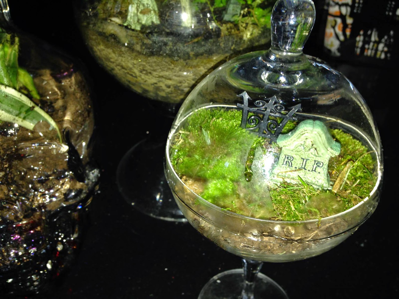 Goth Gardening ^o^: ... making tiny graveyards and a skull terrarium...