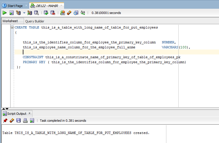 Oracle Database 12c Release 2 - Long Identifiers