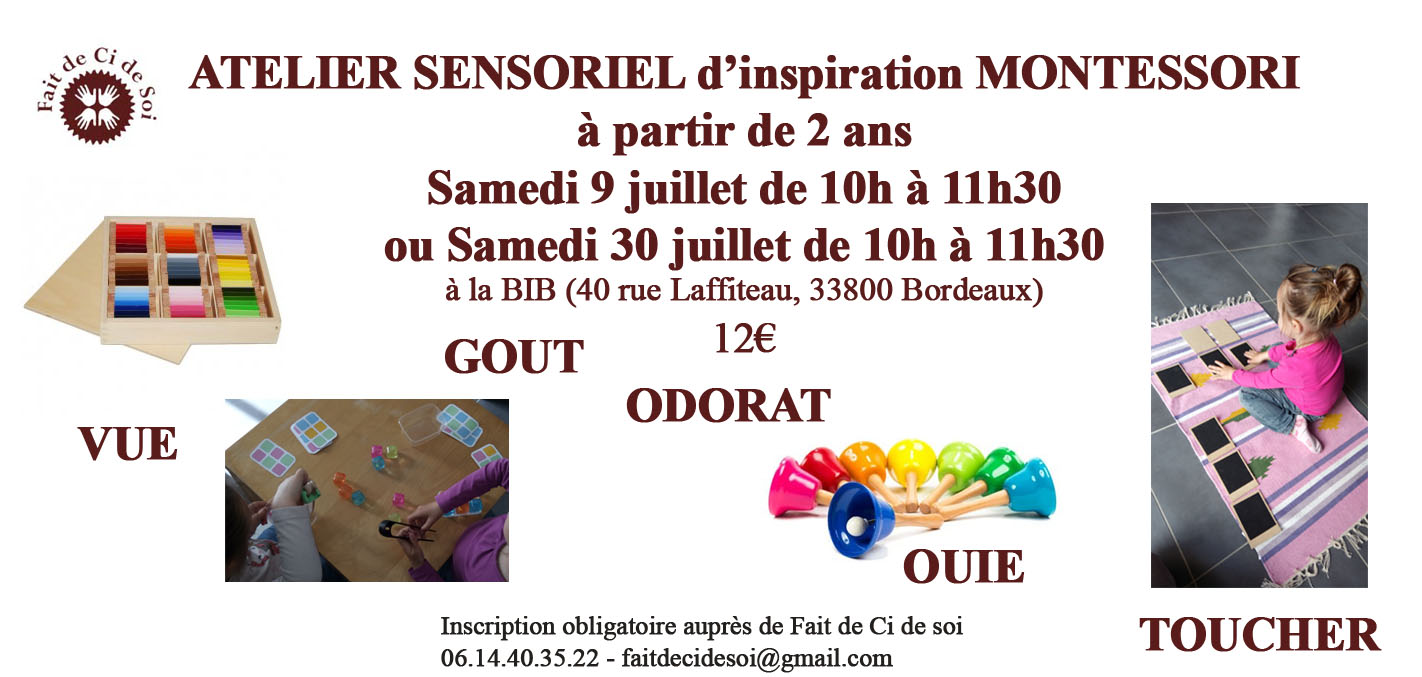 Fait de ci de soi: A venir : Atelier sensoriel d'ispiration Montessori ...