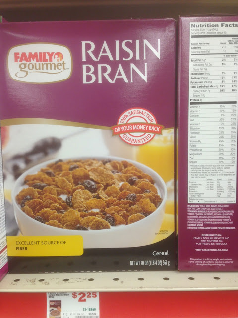 Healthy Grocery: Raisin Bran, Family Gourmet - Family Dollar