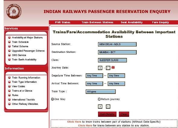 India Tourism: Indian Railways train between stations, Seat ...
